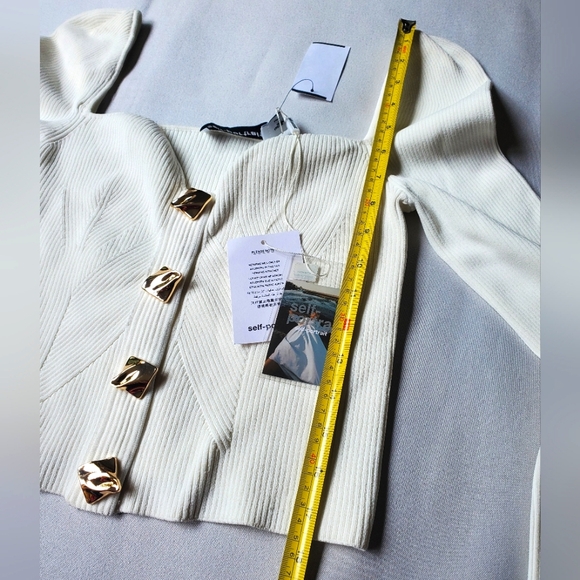 Self-Portrait | Tops | Nwt38 Selfportrait White Ribknit Blouse With ...